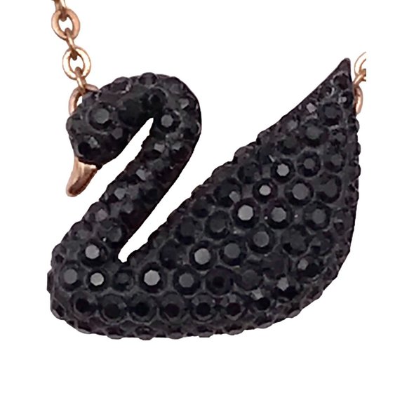 Swarovski | Jewelry | New Swarovski Black Crystal Swan Necklace Jet ...
